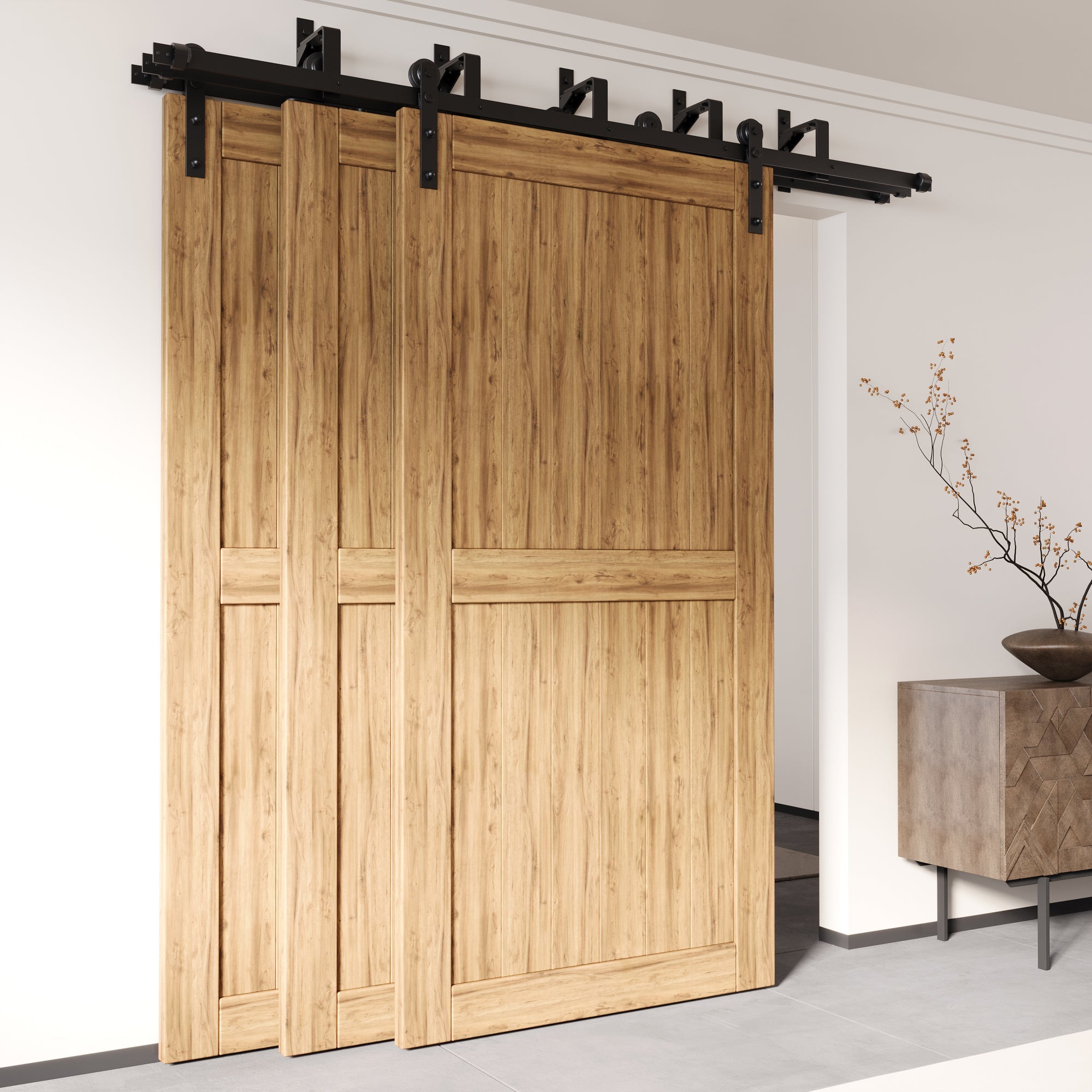 Triple Track Bypass Barn Door Hardware Kits | Homacer