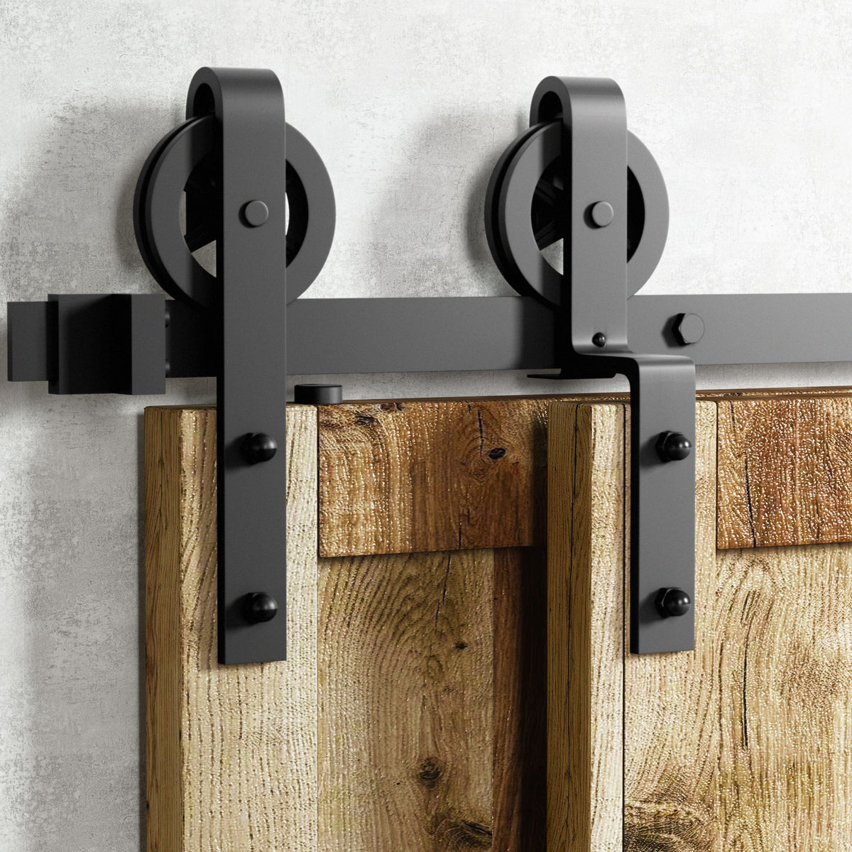 Single Track Bypass Sliding Barn Door Hardware Kit - Spoke Wheel Desig ...