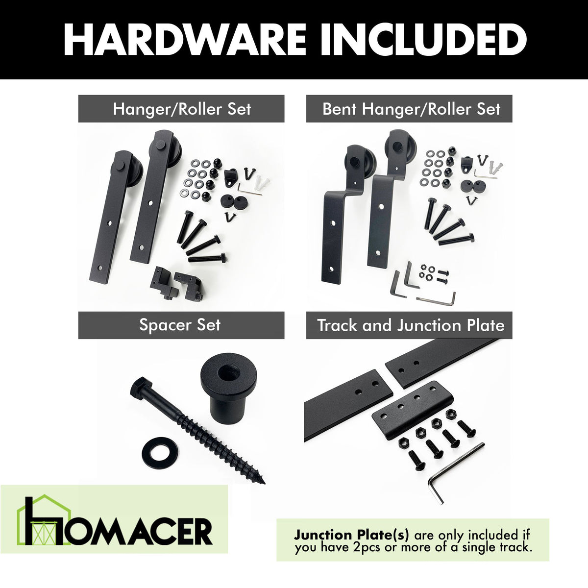 Single Track Bypass Barn Door Hardware Kit - Straight Design Rolle