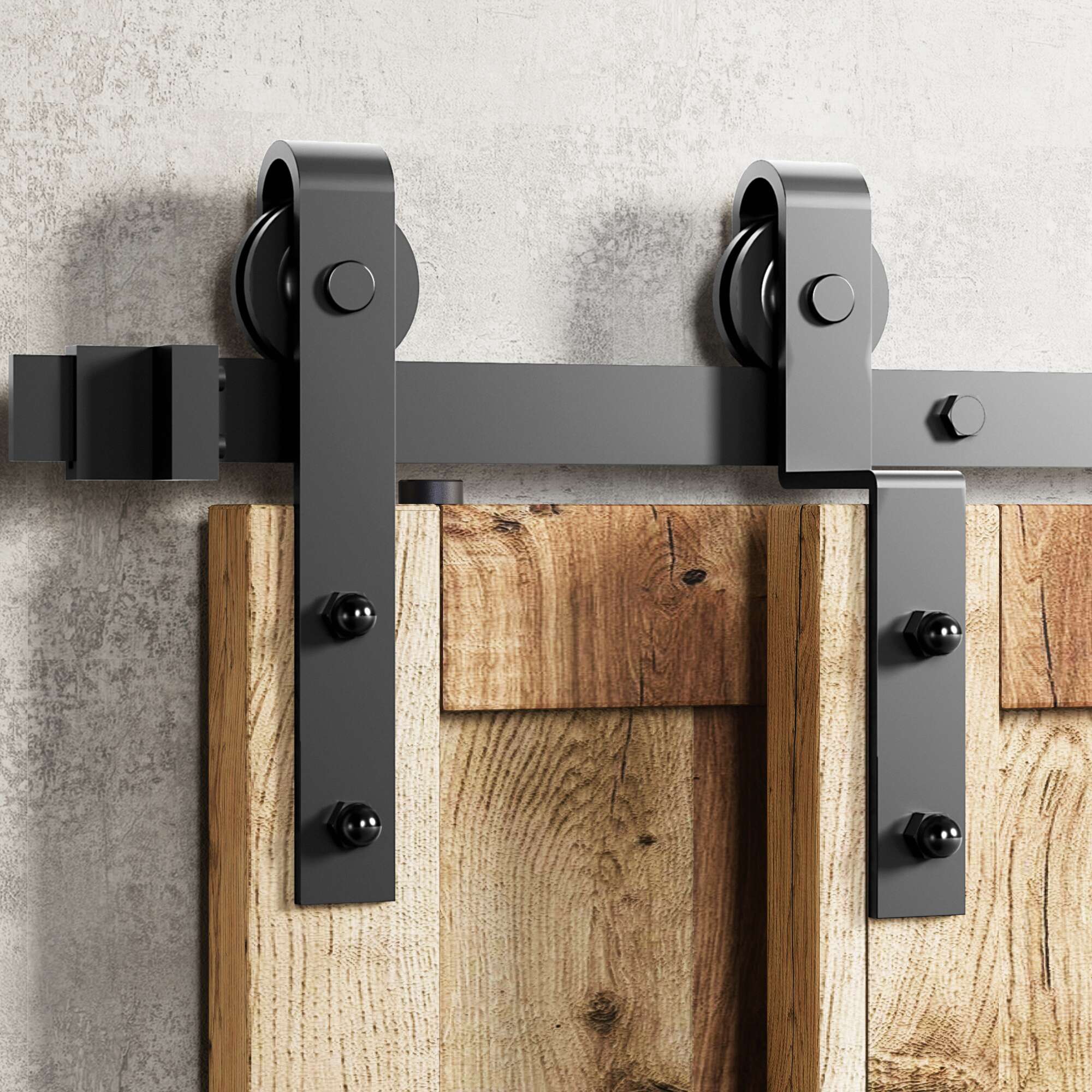 Single Track Bypass Sliding Barn Door Hardware Kit - Classic Design Ro